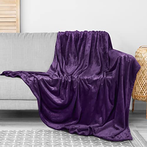 Utopia Bedding Fleece Blanket Throw Size Purple 300GSM Luxury Blanket for Couch Sofa Bed Anti-Static Fuzzy Soft Blanket Microfiber (60x50 Inches)