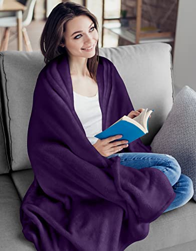 Utopia Bedding Fleece Blanket Throw Size Purple 300GSM Luxury Blanket for Couch Sofa Bed Anti-Static Fuzzy Soft Blanket Microfiber (60x50 Inches)