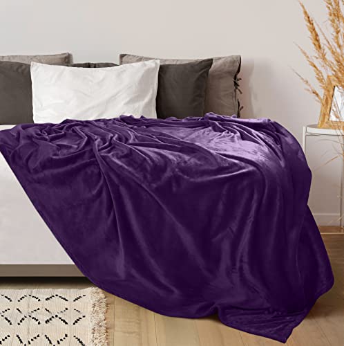 Utopia Bedding Fleece Blanket Throw Size Purple 300GSM Luxury Blanket for Couch Sofa Bed Anti-Static Fuzzy Soft Blanket Microfiber (60x50 Inches)