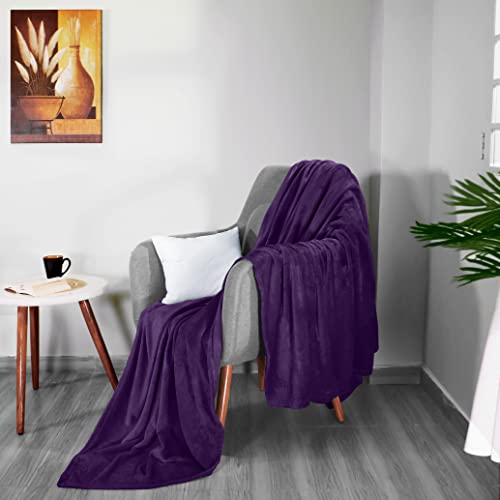 Utopia Bedding Fleece Blanket Throw Size Purple 300GSM Luxury Blanket for Couch Sofa Bed Anti-Static Fuzzy Soft Blanket Microfiber (60x50 Inches)