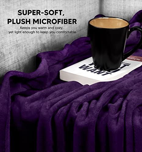 Utopia Bedding Fleece Blanket Throw Size Purple 300GSM Luxury Blanket for Couch Sofa Bed Anti-Static Fuzzy Soft Blanket Microfiber (60x50 Inches)