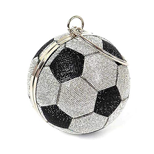 Elaborate Crystal Studded Soccer Ball Clutch Purse with Chain