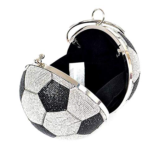 Elaborate Crystal Studded Soccer Ball Clutch Purse with Chain