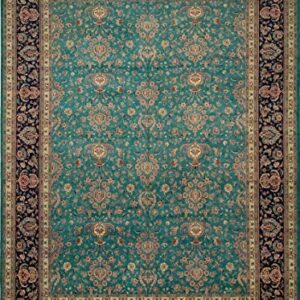 NOORI RUG Pak-Persian Tabriz Teal Green/Navy Rug, 12'0 x 16'0