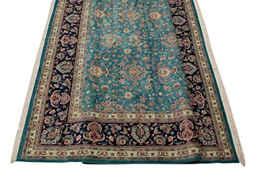 NOORI RUG Pak-Persian Tabriz Teal Green/Navy Rug, 12'0 x 16'0