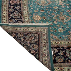 NOORI RUG Pak-Persian Tabriz Teal Green/Navy Rug, 12'0 x 16'0