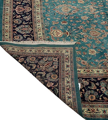 NOORI RUG Pak-Persian Tabriz Teal Green/Navy Rug, 12'0 x 16'0