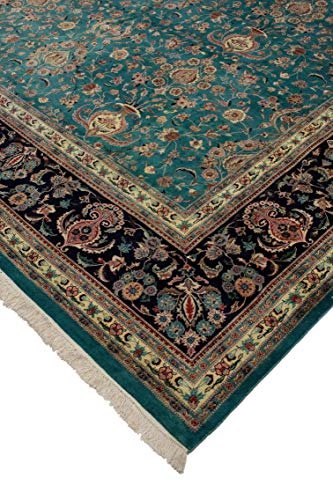 NOORI RUG Pak-Persian Tabriz Teal Green/Navy Rug, 12'0 x 16'0