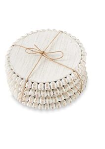 mud pie white beaded coaster sets, 4 3/4″” dia (42500044w)