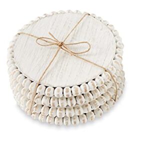 Mud Pie White Beaded Coaster Sets, 4 3/4"" Dia (42500044W)