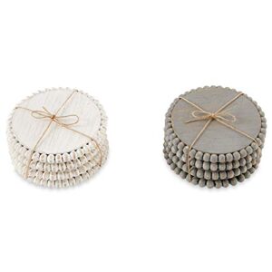 Mud Pie White Beaded Coaster Sets, 4 3/4"" Dia (42500044W)