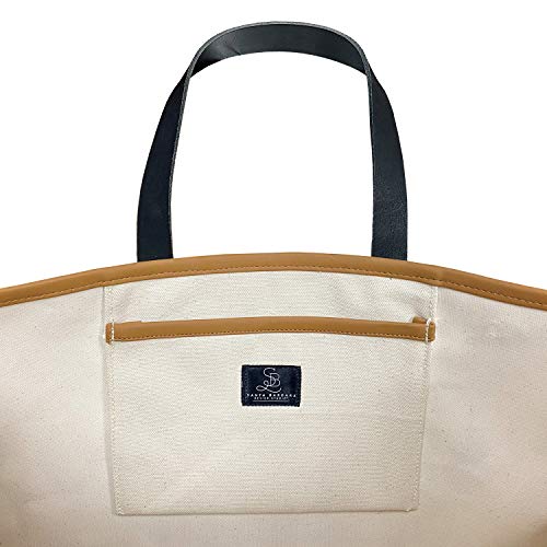 Santa Barbara Design Studio Tote Bag Hold Everything Collection Black and White 100% Cotton Canvas with Genuine Leather Handles, Large, Game Day