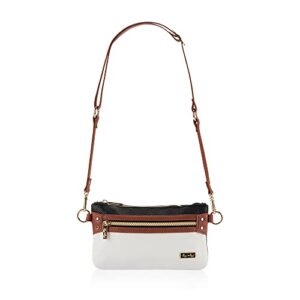 Itzy Ritzy Boss Pouch Wristlet and Belt Bag; Includes Crossbody & Wristlet Strap; Features 6 Card Slots & 2 Zippered Pockets, Coffee & Cream