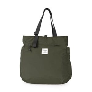 Hellolulu JONNA Double Sided Two Colors Handheld Tote Bag, Water Resistant Lightweight 2-Way Shoulder Bag, Large Capacity For Daily Use Shopping Men Women, Frosted Almond/Kale