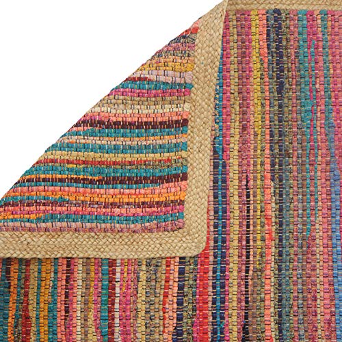 Lr Home LR70189-MLT2030 Multicolored Geometric Jute Bordered Accent Rug, 2' x 3'