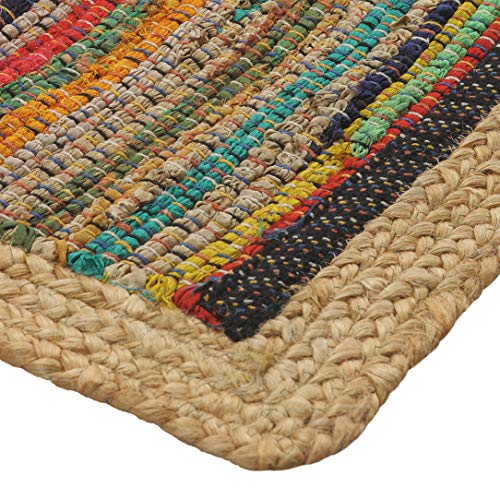 Lr Home LR70189-MLT2030 Multicolored Geometric Jute Bordered Accent Rug, 2' x 3'