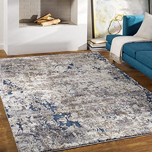 Mark&Day Area Rugs, 9x12 Davos Modern Denim Area Rug, Blue/Grey Carpet for Living Room, Bedroom or Kitchen (9' x 12'1")