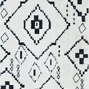 Unique Loom Morocco Collection Tribal, Southwestern, Bohemian Area Rug, 5' 0" x 8' 0", Ivory/Black