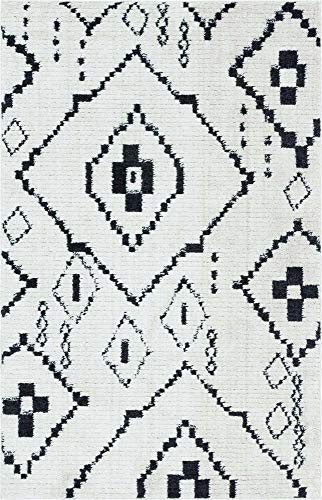 Unique Loom Morocco Collection Tribal, Southwestern, Bohemian Area Rug, 5' 0" x 8' 0", Ivory/Black