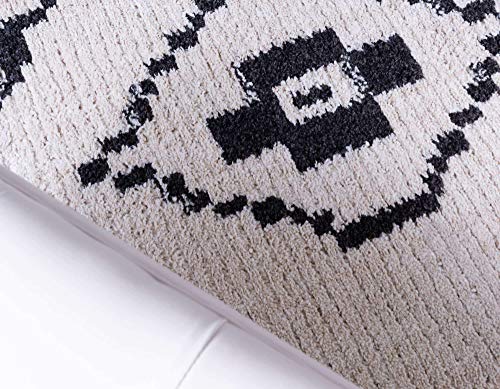 Unique Loom Morocco Collection Tribal, Southwestern, Bohemian Area Rug, 5' 0" x 8' 0", Ivory/Black