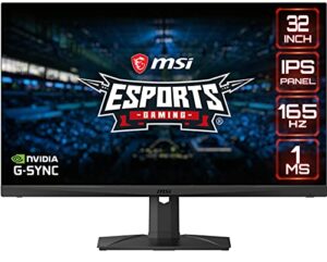 msi mag321qr, 32″ gaming monitor, 2560 x 1440 (qhd), ips, 1ms, 165hz, g-sync compatible, hdr 400, hdmi, displayport, usb type-c, tilt, swivel, height adjustable