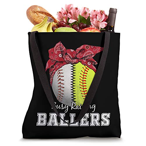 Busy Raising Ballers Softball Baseball Tee baseball mom Gift Tote Bag