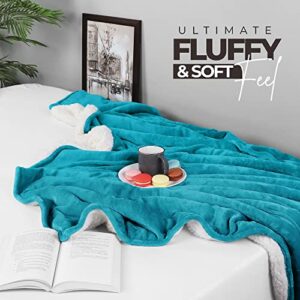 Utopia Bedding Sherpa Bed Blanket Throw Size Turquoise 480GSM Plush Blanket Fleece Reversible Blanket for Bed and Couch (60x50 Inches)