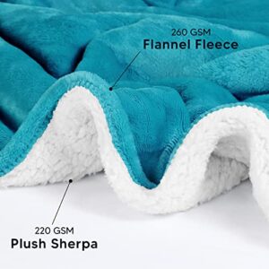 Utopia Bedding Sherpa Bed Blanket Throw Size Turquoise 480GSM Plush Blanket Fleece Reversible Blanket for Bed and Couch (60x50 Inches)