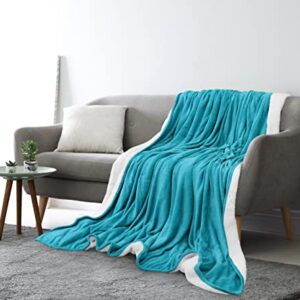 Utopia Bedding Sherpa Bed Blanket Throw Size Turquoise 480GSM Plush Blanket Fleece Reversible Blanket for Bed and Couch (60x50 Inches)