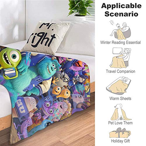 haiqingcjhov, Monsters Inc Throw Blanket Super Soft Cozy Plush Microfiber Flannel Reversible TV Blanket, Home Decor Throws for Couch Sofa Bed Travel Version 60 X 50 Inch