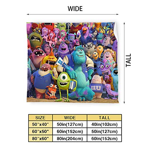 haiqingcjhov, Monsters Inc Throw Blanket Super Soft Cozy Plush Microfiber Flannel Reversible TV Blanket, Home Decor Throws for Couch Sofa Bed Travel Version 60 X 50 Inch