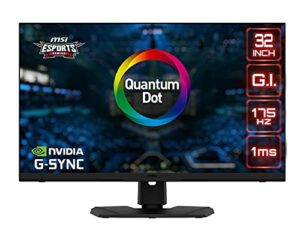 msi full qhd anti-glare 1ms 2560 x 1440 175hz refresh rate hdr ready usb/dp/hdmi 31.5” monitor (optix mpg321qrf-qd)