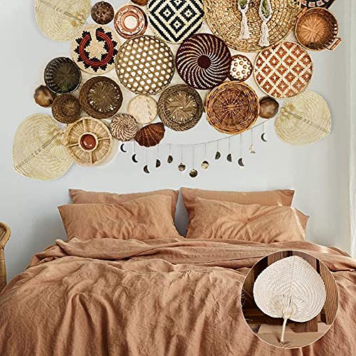 Fox Baby Natural Bamboo Raffia Hand Fans,Hand Weaving Fan for Summer Cooling Supplies Farmhouse Wall Decor Wedding Party Favors (2 Pcs)