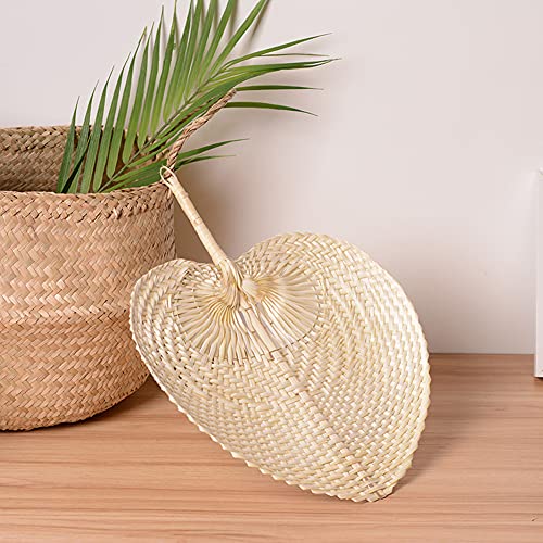 Fox Baby Natural Bamboo Raffia Hand Fans,Hand Weaving Fan for Summer Cooling Supplies Farmhouse Wall Decor Wedding Party Favors (2 Pcs)