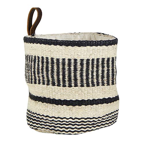 Santa Barbara Design Studio Pure Jute Basket Bag, 6 x 6-Inch, Ivory/Black