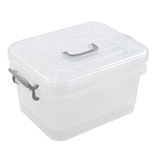 Cand 8 L Latch Storage Box, Clear Bin with Handle, 2 Packs