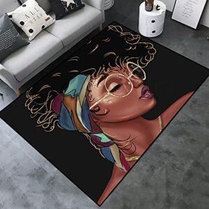 black art african american afro girls home decor large area rugs for boys girls kids bedroom, polyester fiber non-slip floor carpets yoga mat, hairless crystal velvet sofa floor mat for living room