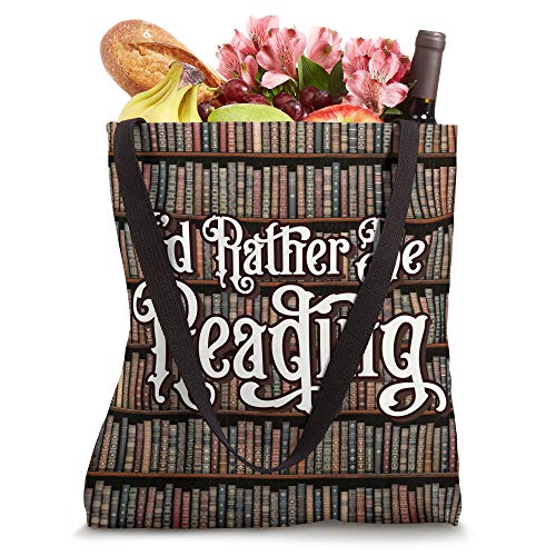 I'd Rather Be Reading Bookish Reader Vintage Books Quote Tote Bag