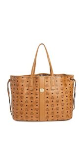 mcm women’s liz reversible shopper bag, cognac, brown, graphic, tan, one size