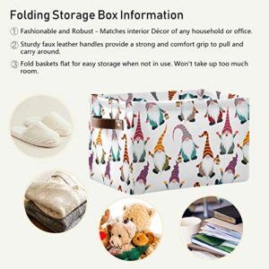 senya Christmas Basket, Large Foldable Christmas Storage Basket with Handles Christmas Gnomes Seamless Fabric Collapsible Storage Bins Organizer Bag for Storage Toy