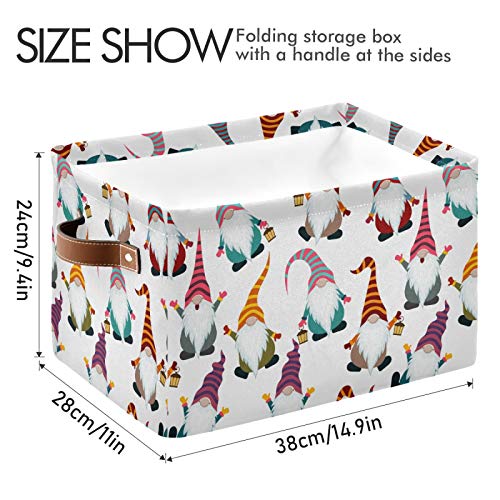 senya Christmas Basket, Large Foldable Christmas Storage Basket with Handles Christmas Gnomes Seamless Fabric Collapsible Storage Bins Organizer Bag for Storage Toy