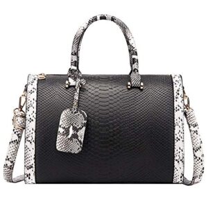 kennedy us women large pu leather snake tote handbag snakeskin hobo single shoulder bag, black