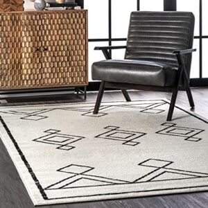 nuloom saniyah geometric diamond area rug, 6′ 7″ x 9′, grey