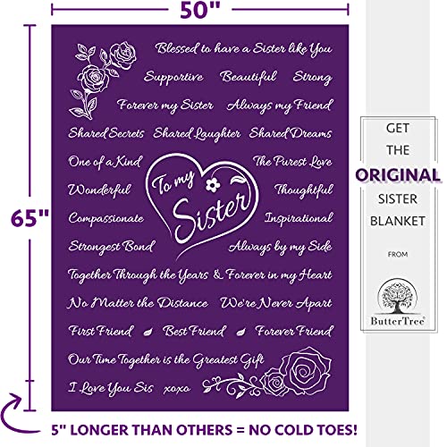 Sister Gifts Blanket, Sisters Gift from Sister, Unique Birthday Gifts for Sister from Brother, Sister Gifts from Brother, to My Sister Blanket, Sister Gift Throw Blanket 65” x 50” (Purple)