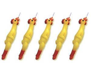 birthday candle set rubber chicken (set of 5) – 3″ tall – by nuop design