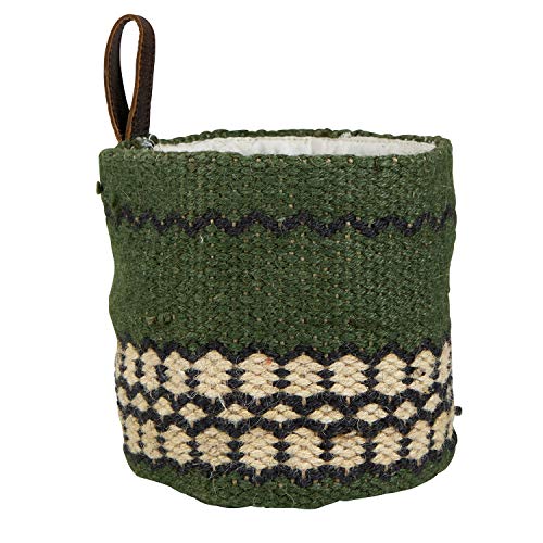 Santa Barbara Design Studio Pure Jute Basket Bag, 6 x 6-Inch, Forest Green