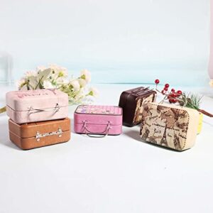 6pcs Tin Boxes with Lids Small Candy Boxes Party Favors,Suitcase Boxes with Handle for Travel Themed Wedding Decorations