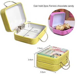 6pcs Tin Boxes with Lids Small Candy Boxes Party Favors,Suitcase Boxes with Handle for Travel Themed Wedding Decorations