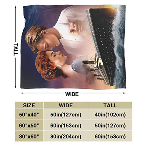 Gmhnssdszd Movies Titanic Jack Rose Hug Blanket Soft Fannel Fleece Throw Blanket Lightweight Warm Plush Blankets Bed Couch Office Home Accessories Funny Gifts for Women Men Kids Pets 80x60inch,Black