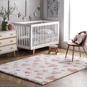 nuloom olivia heart nursery shag accent rug, 2′ x 3′, pink